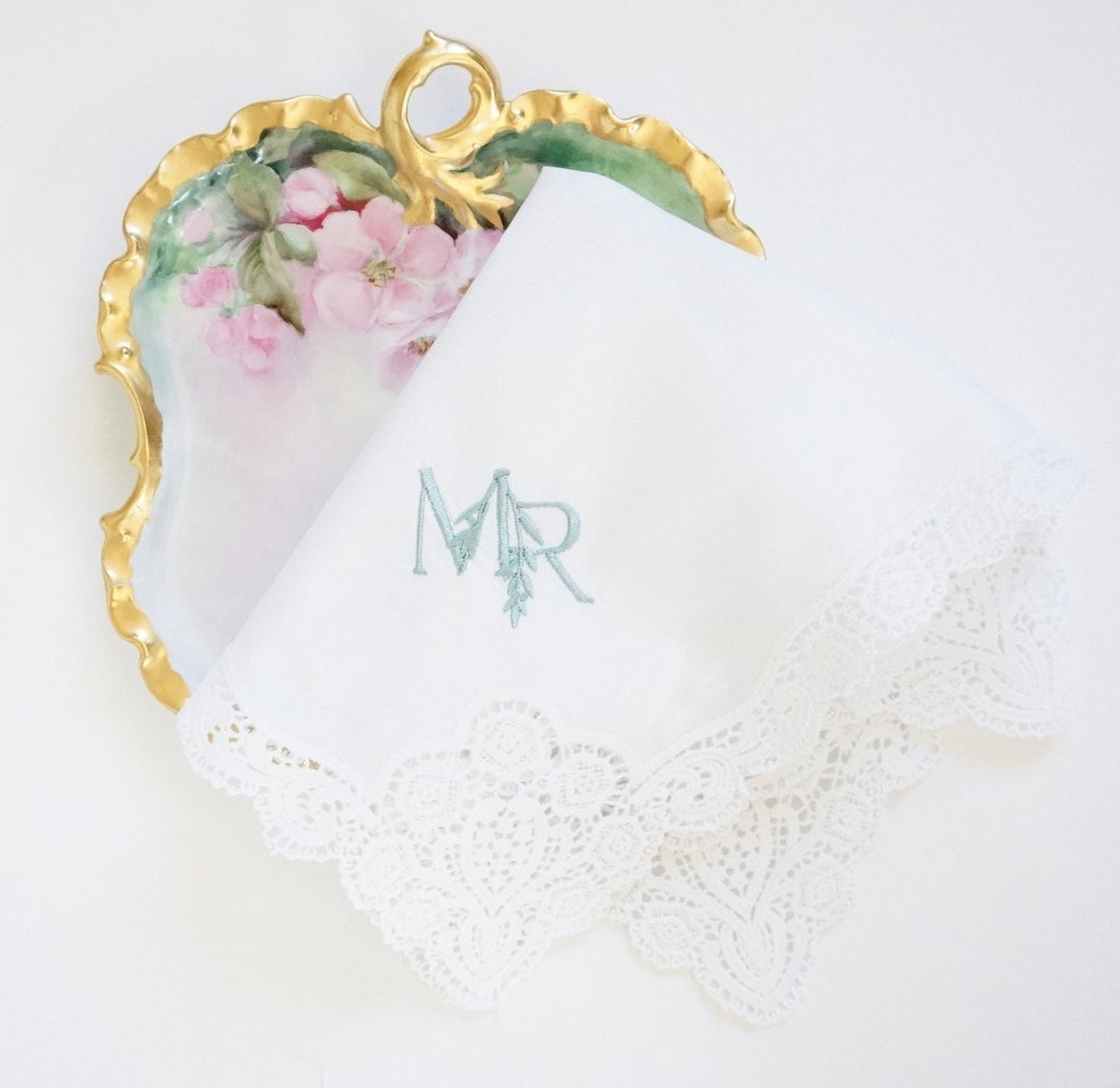 WEDDING LOGO FONT Embroidered Monogrammed Handkerchief, Personalized ...