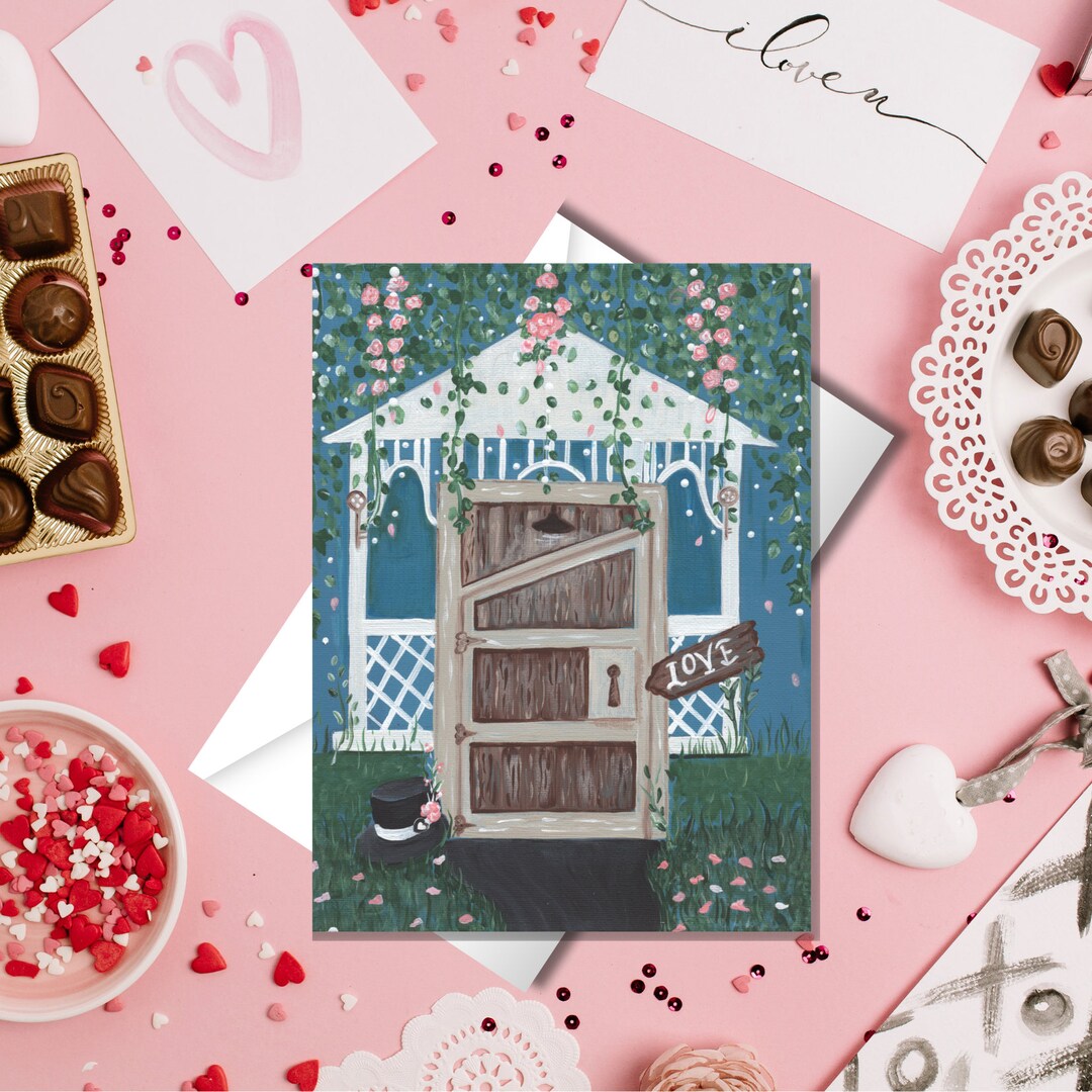 Romantic Spring Gazebo 5x7 Linen Paper Greeting Card 5x7 - Etsy