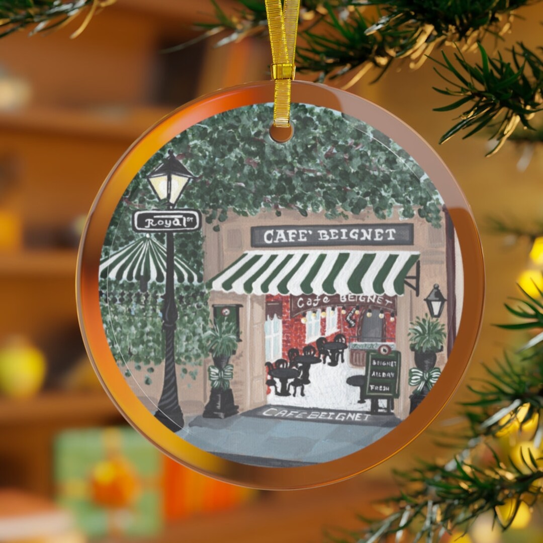 Cafe Beignet New Orleans Cafe Glass Ornament - Etsy