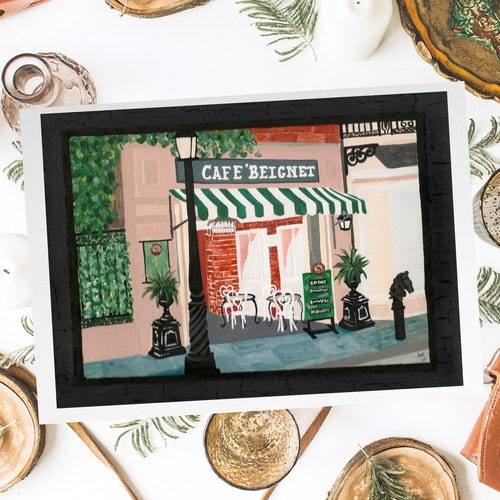 Cafe Beignet Watercolor Print Wall Art Watercolor - Etsy