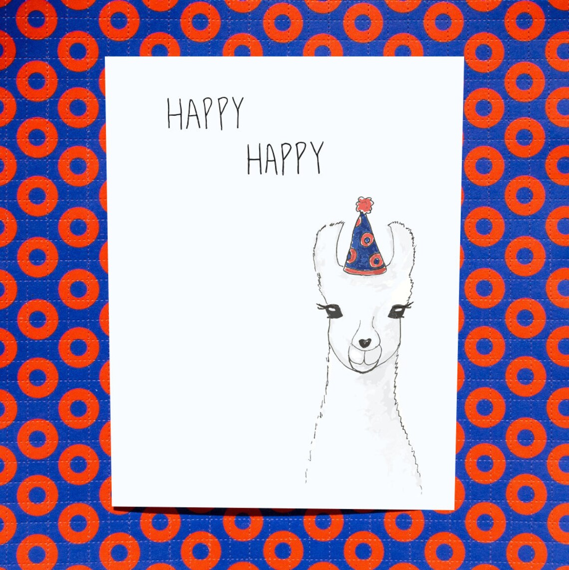 Llama Phish Birthday Card Backwards Down the Number Line - Etsy