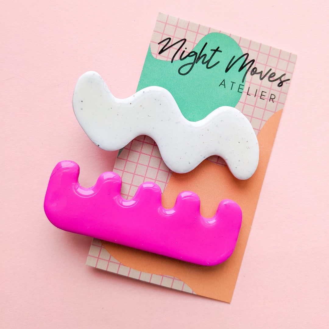 Conjunto de clips para el cabello de arcilla polimérica abstracta, dúo ...