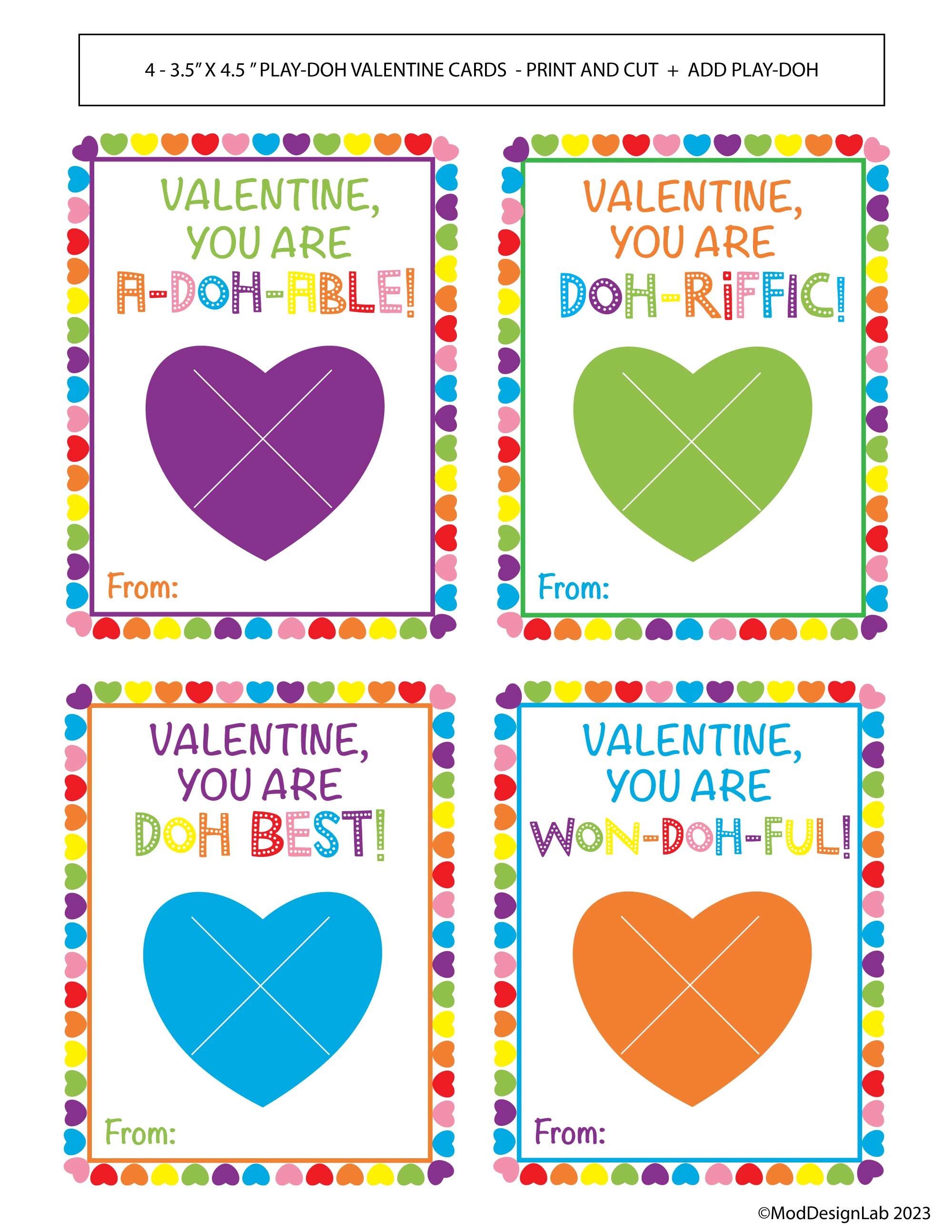 Play-doh Valentine's Day Cards for Kids | Printable Classroom ...