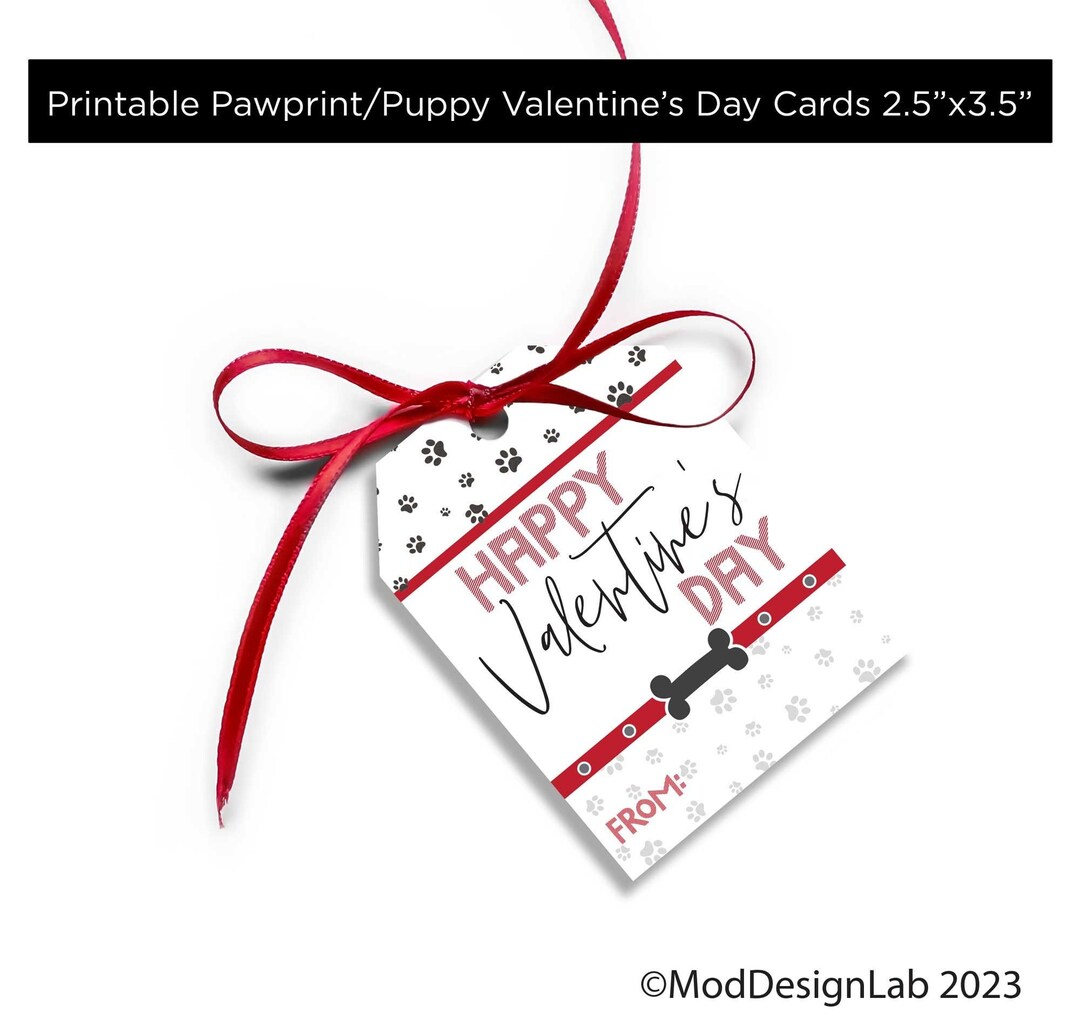 Pawprint Puppy Valentine Cards for School and Classroom Printable ...