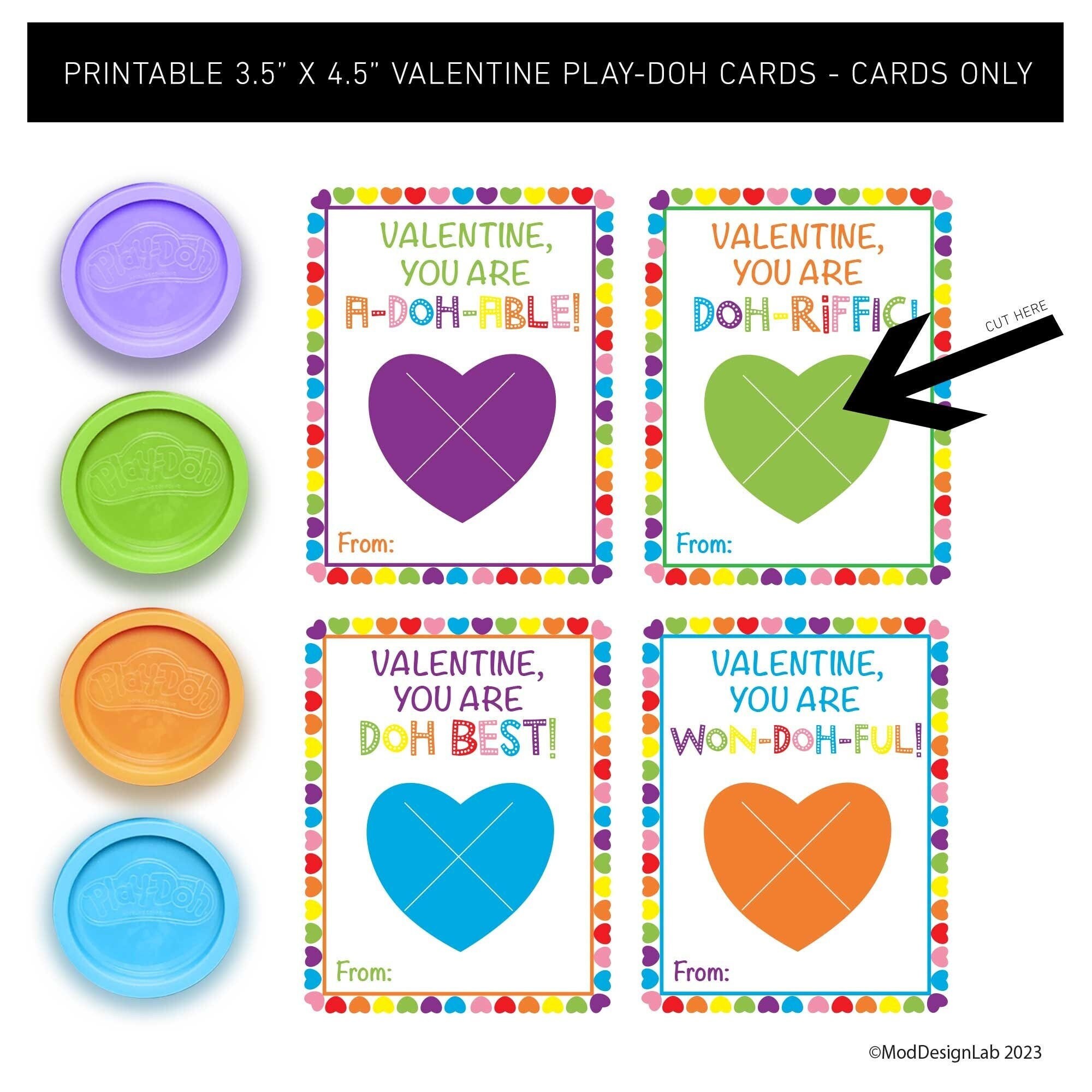 Playdoh Valentine's Day Cards for Kids | Valentine's Day Tags for ...