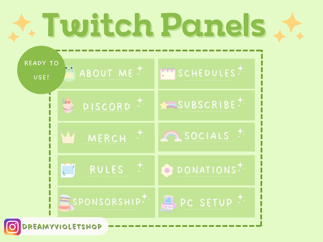 Twitch Panels, Cute Pastel Panels, Twitch Streamer, Panels, Custom ...