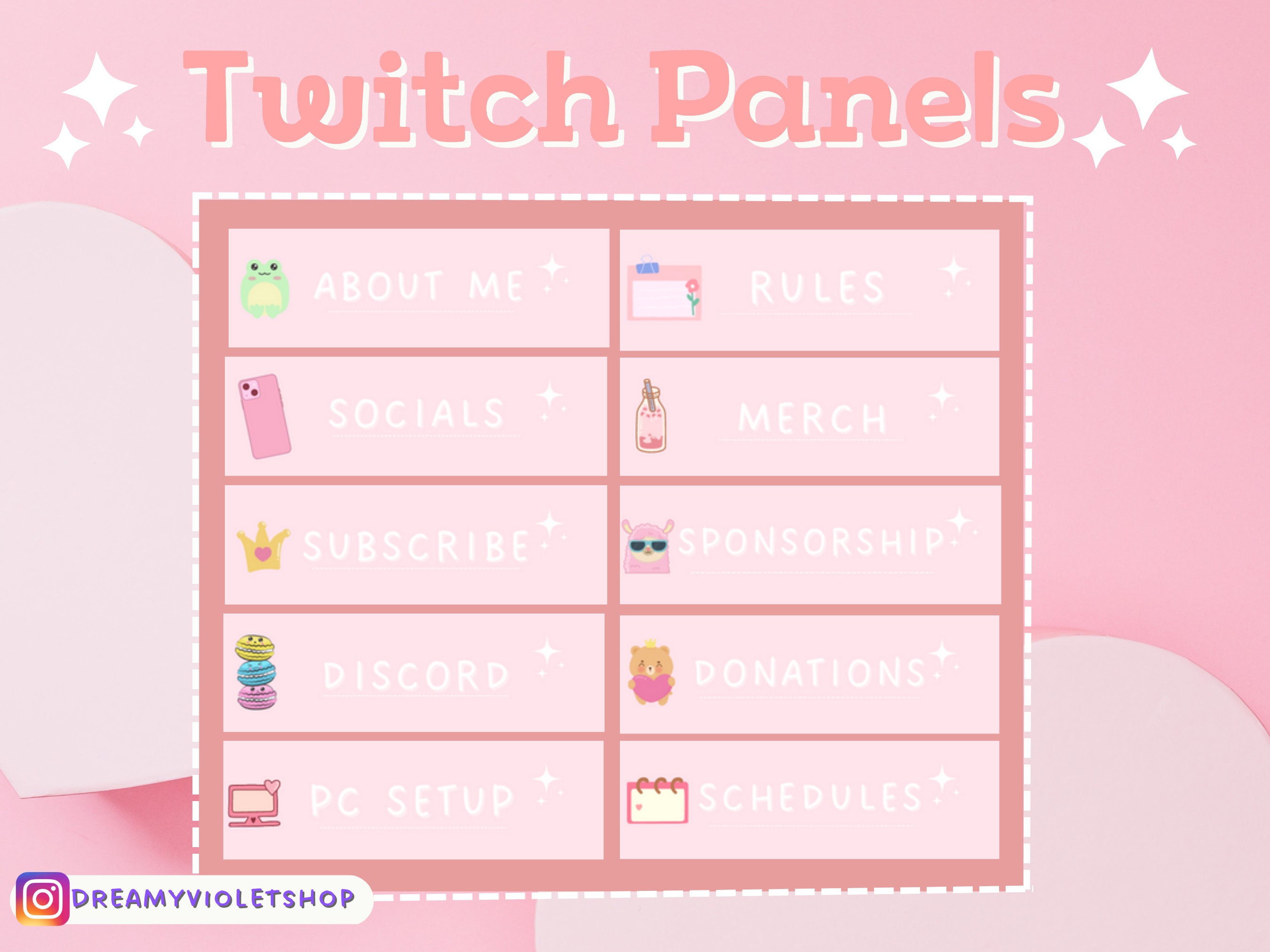 Twitch Panels, Pink Themed, Cute Panels, Pastel Colors - Etsy