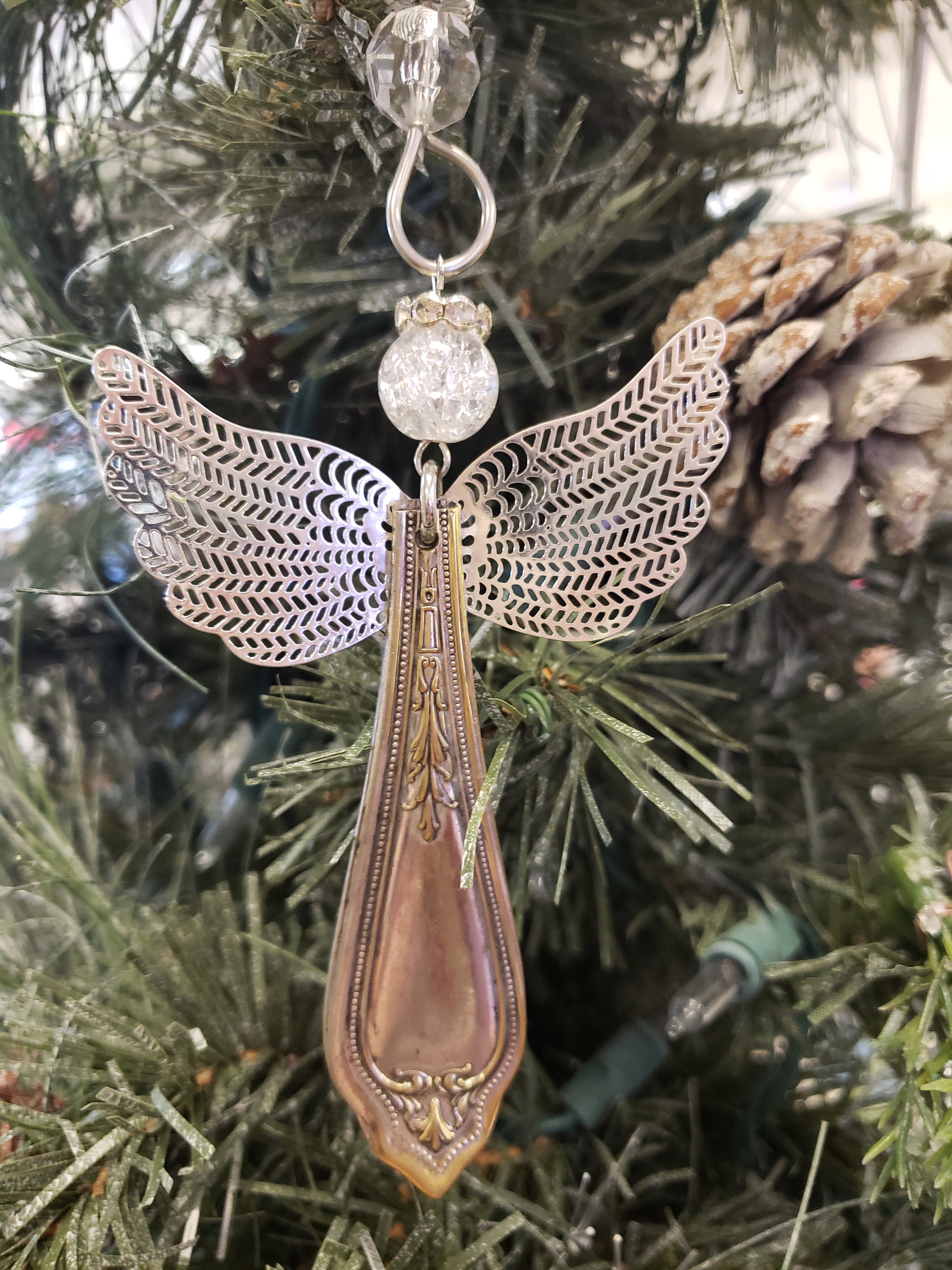 Set of 3, Spoon Handle Angel Ornament, Vintage Silverware, Tree Angel ...