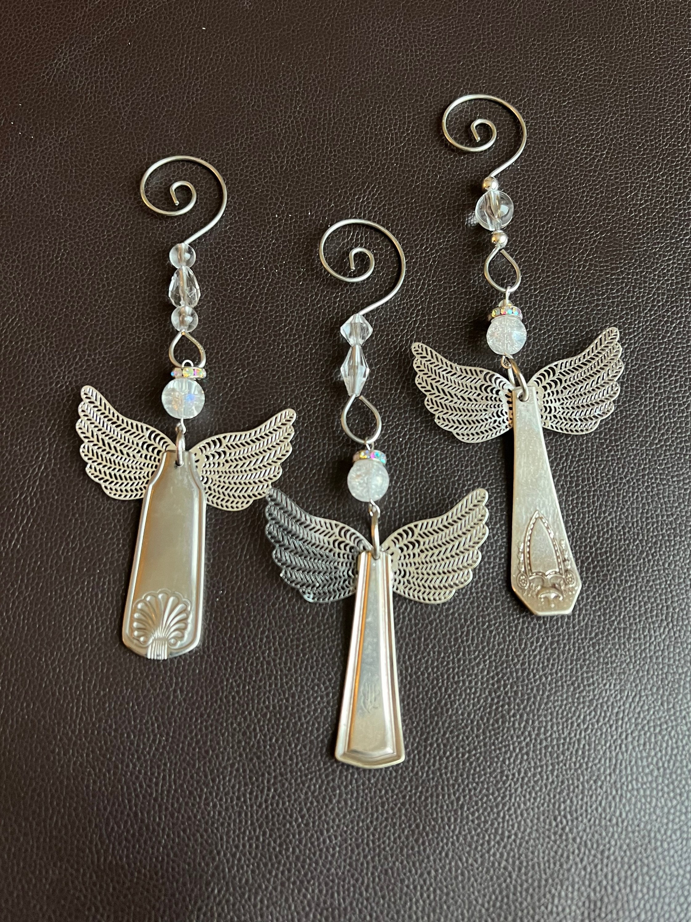 Set of 3, Spoon Handle Angel Ornament, Vintage Silverware, Tree Angel ...
