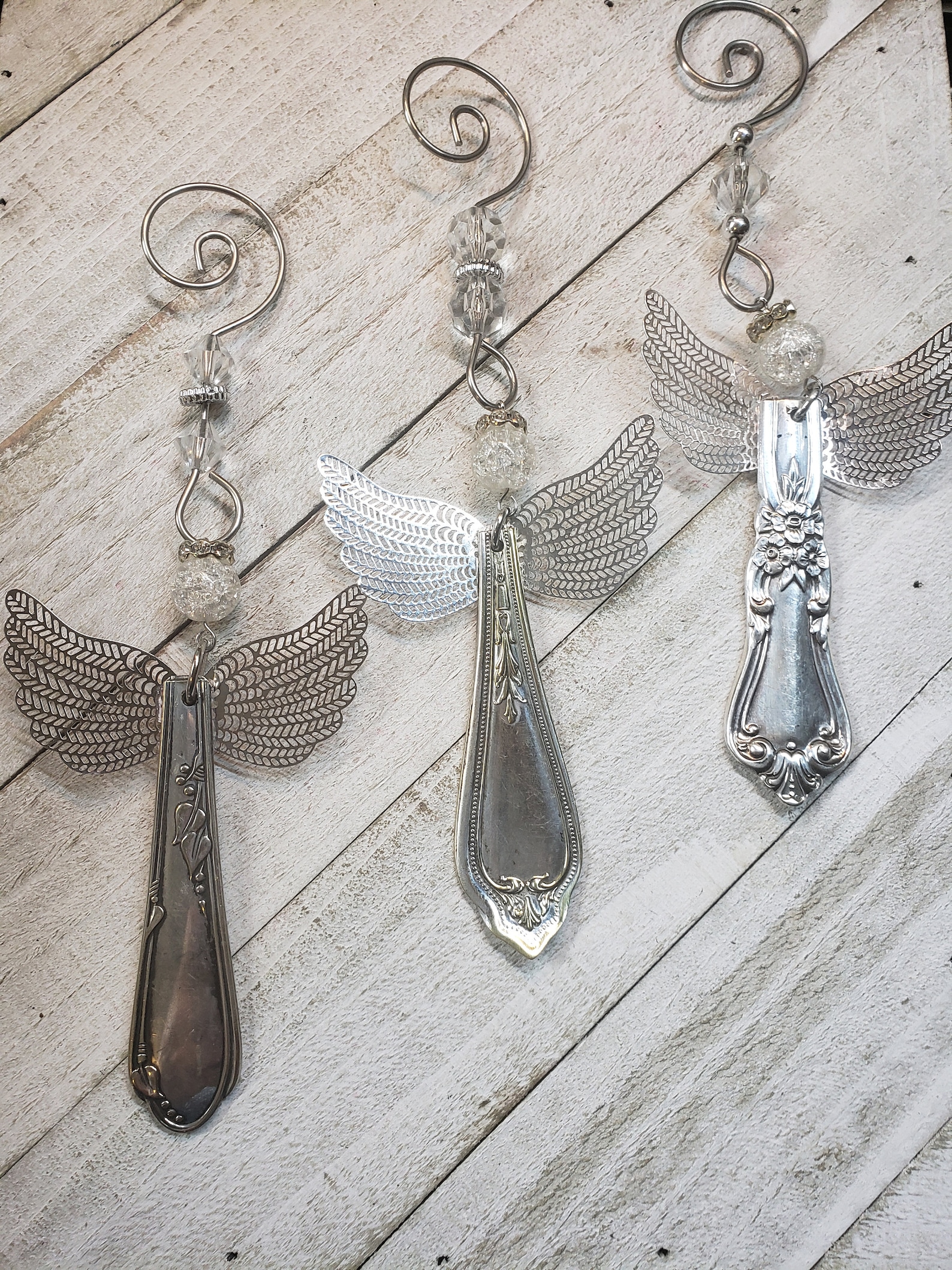 Set of 3, Spoon Handle Angel Ornament, Vintage Silverware, Tree Angel ...