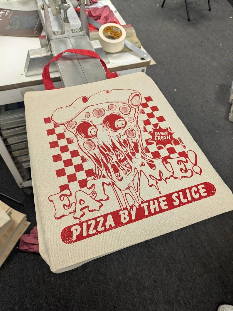 Pizza Horror Canvas Tote Bag | Eat Me | - Etsy