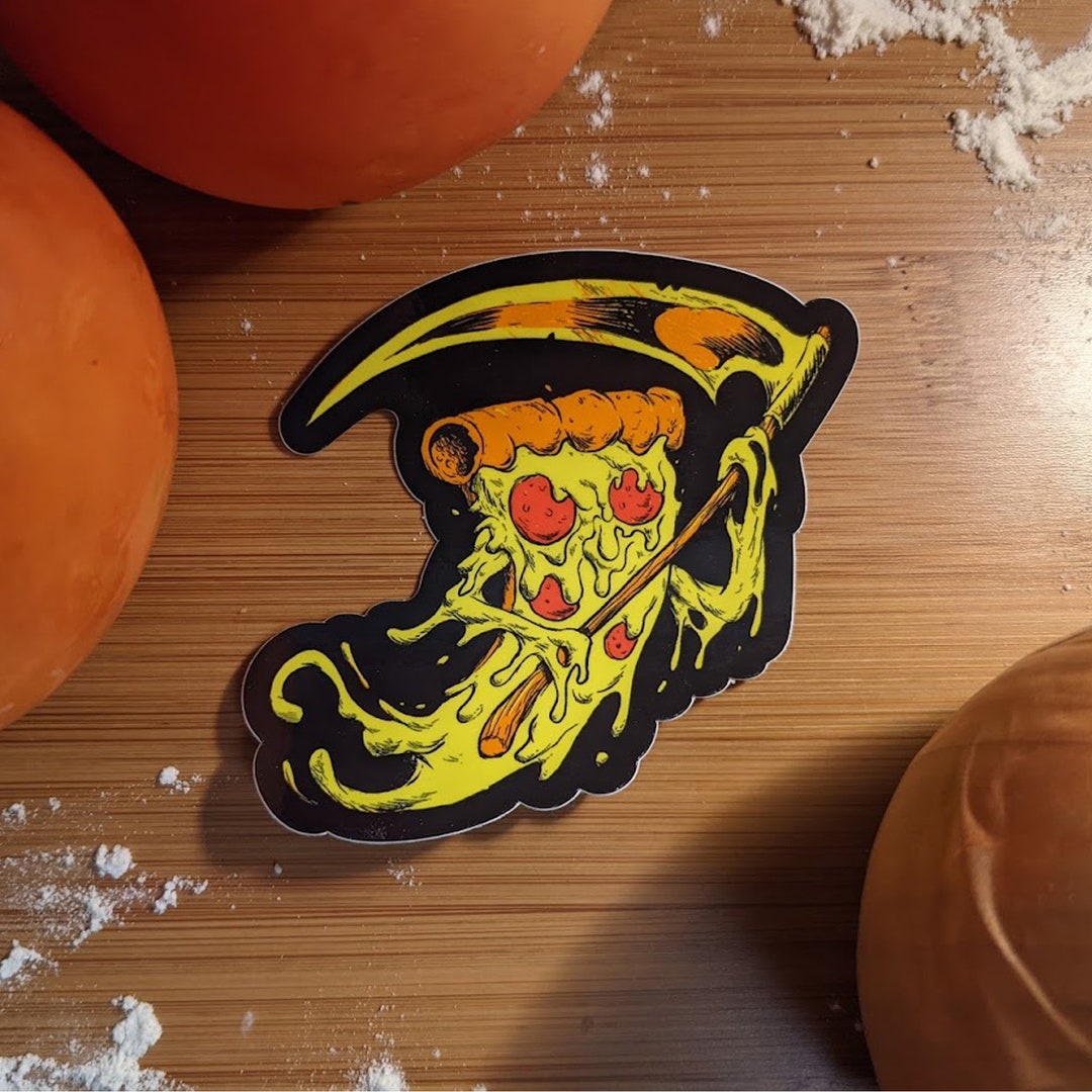 Pizza Reaper Vinyl Sticker | Cheese Slayer | Funny Art | Dark Humor ...
