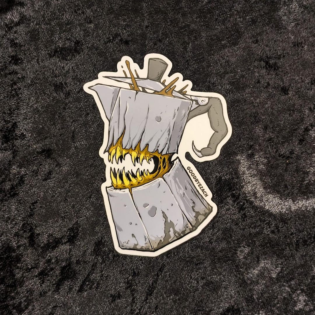 Moka Pot Monster Vinyl Sticker: Oddities Coffee Art - Etsy