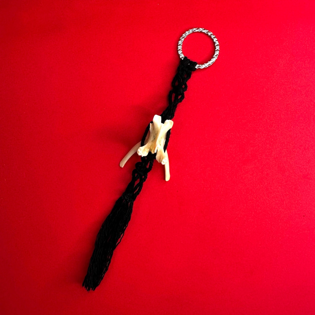 Handmade Macrame & Bunny Bone Keychain - Etsy