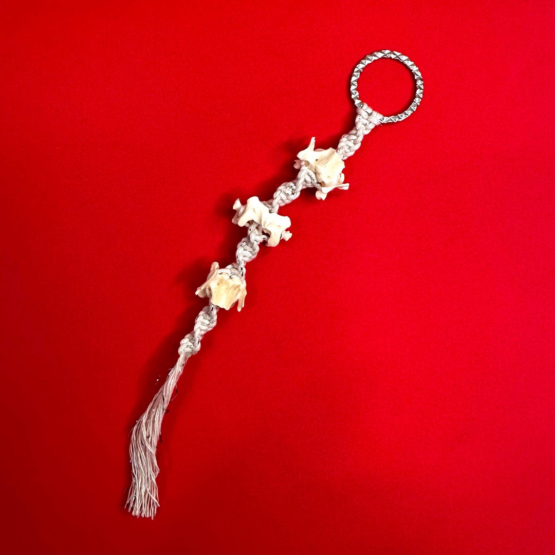 Handmade Macrame & Bunny Bone Keychain - Etsy