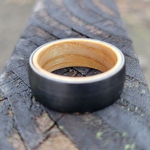 Baseball Ring Tungsten Carbide - Comfort Fit Interior Lined With Wood ...