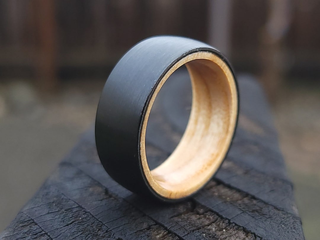 Baseball Ring Tungsten Carbide - Comfort Fit Interior Lined With Wood ...