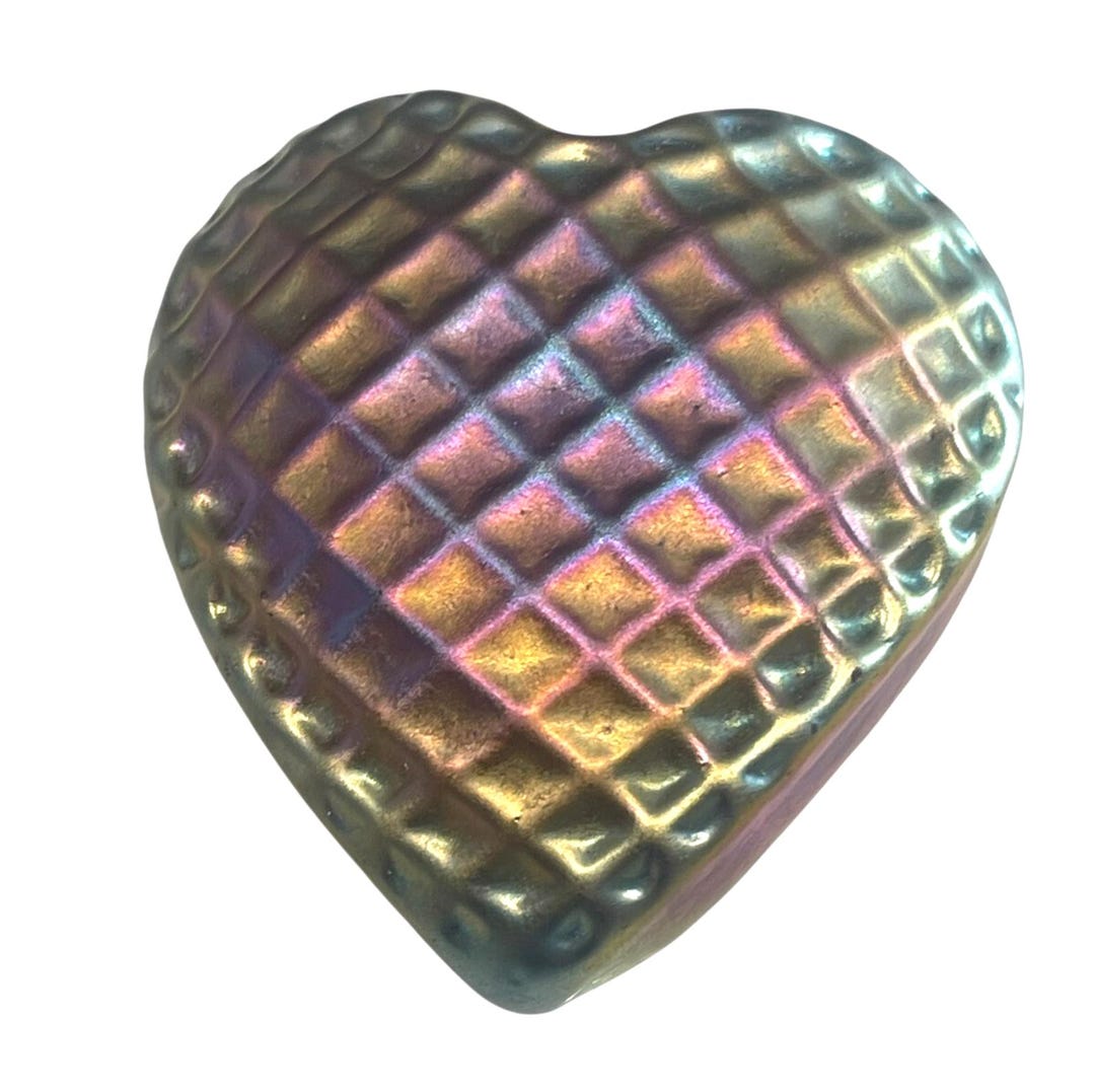 Robert Held Heart Shaped Iridescent Art Glass Paperweight Signed-2 1/2 ...