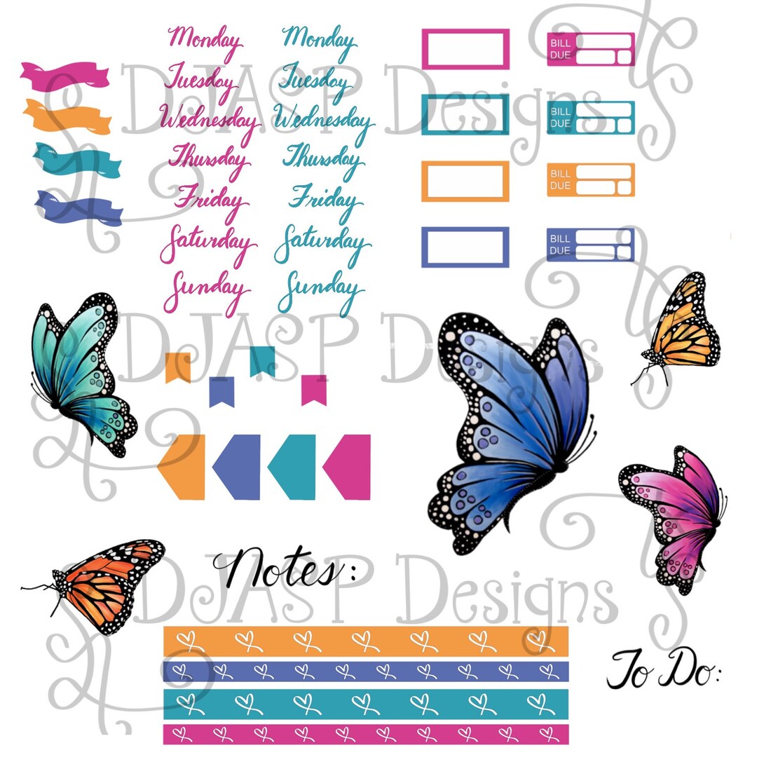 Planner Stickers Butterflies - Etsy