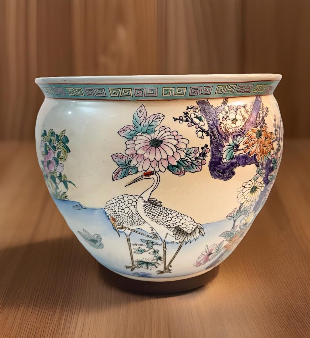 Vintage Chinese Export Ceramic Fish Bowl Planter 10” High X 13 1/2 ...