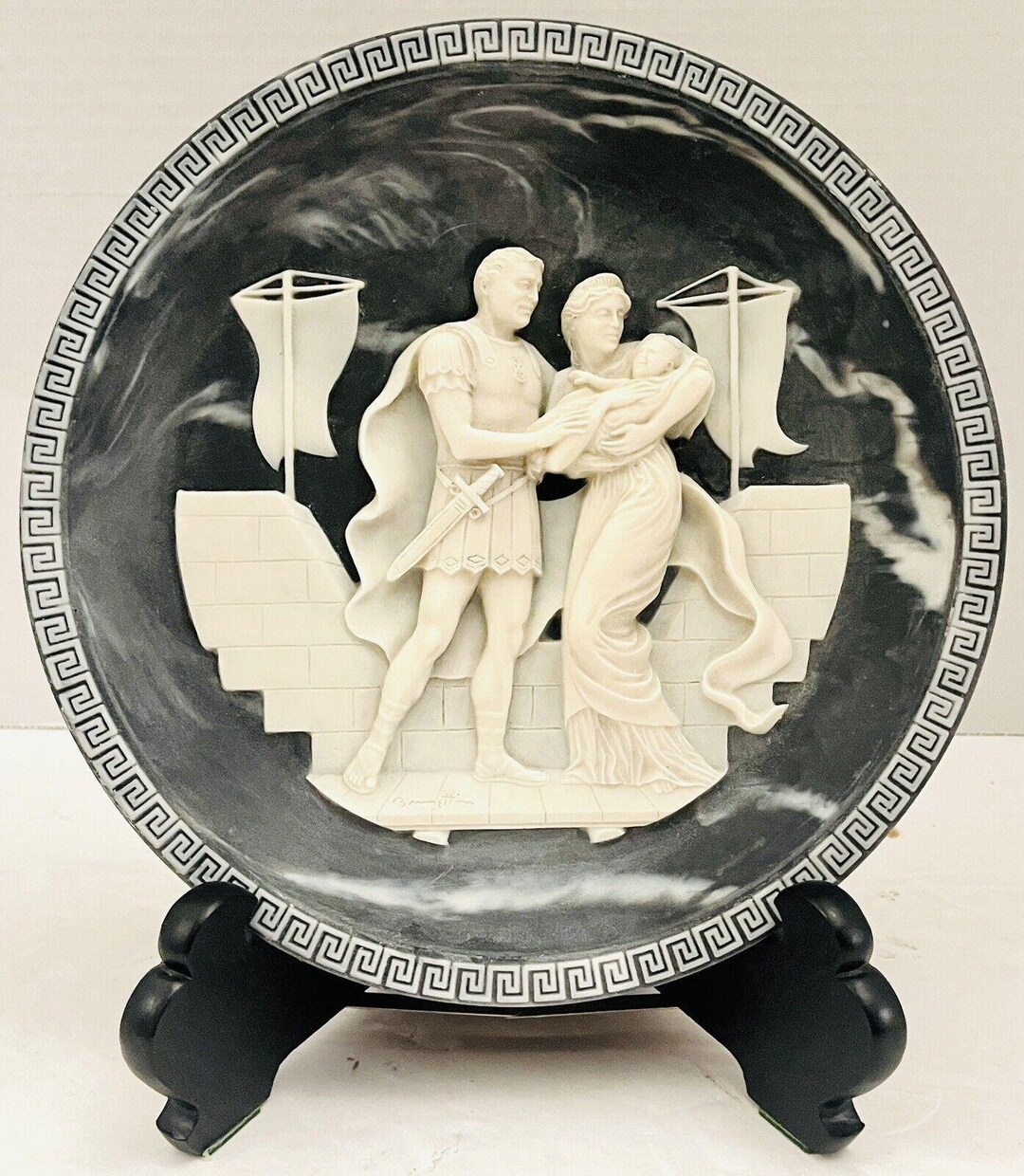 Vintage Incolay Plate Hector & Andromache Blue White Brunettin Ltd ...