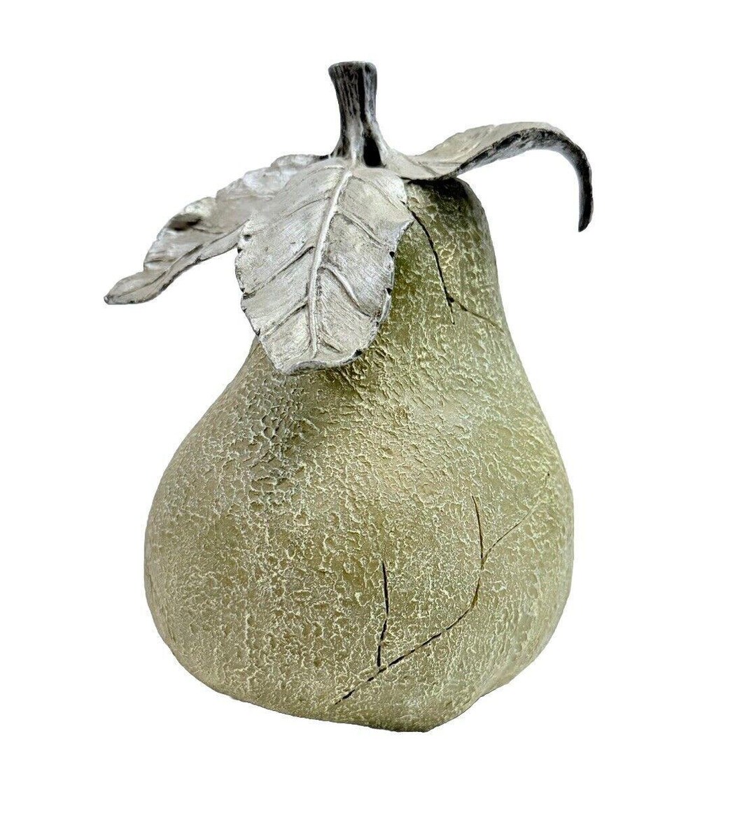 Vintage Ceramic/resin Pear Sculpture Figurine Metal Leaf/stem 6.75 ...
