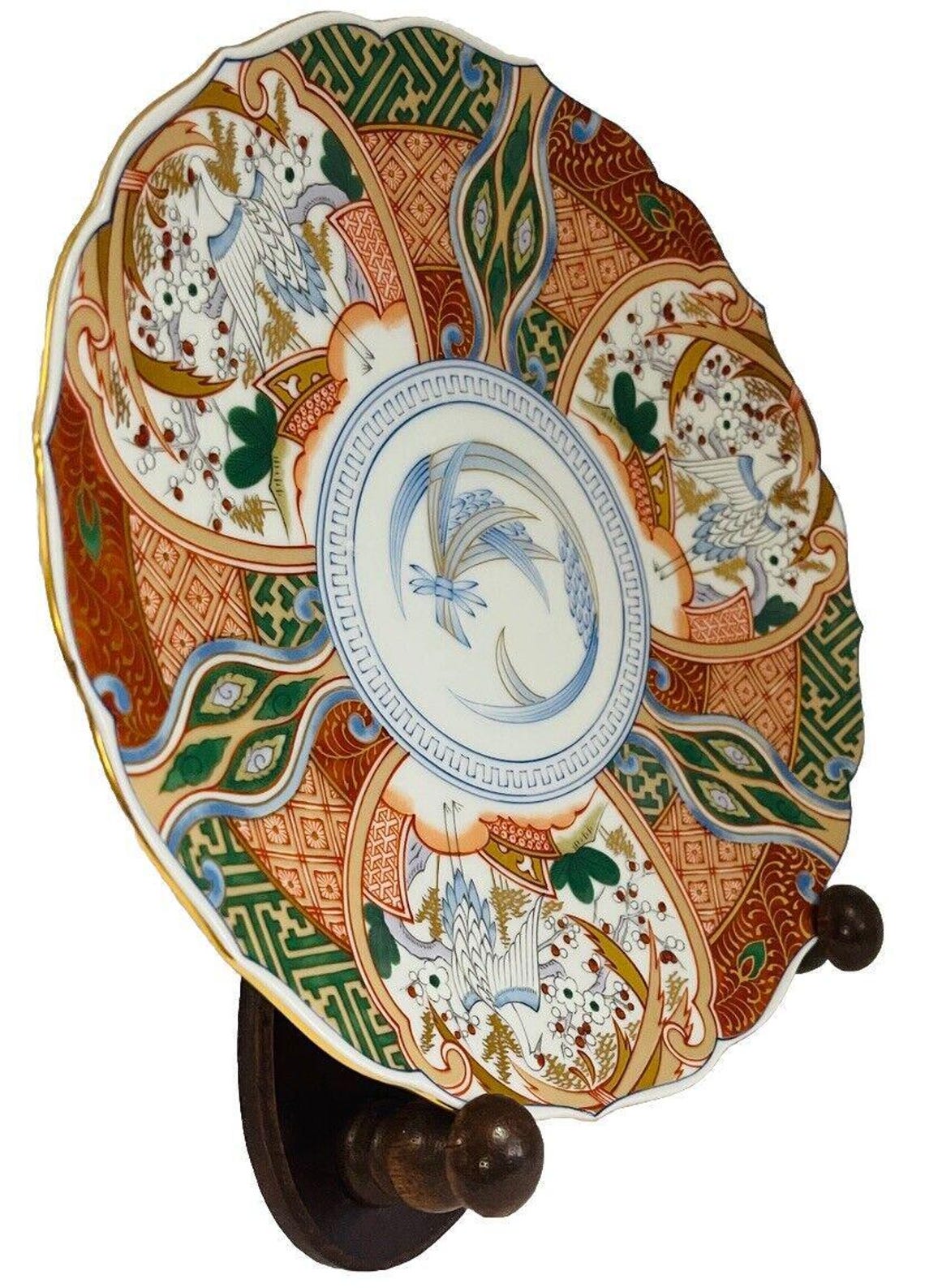 Vintage Imari Japanese Porcelain Plate Hand Painted Cranes & Landscape ...