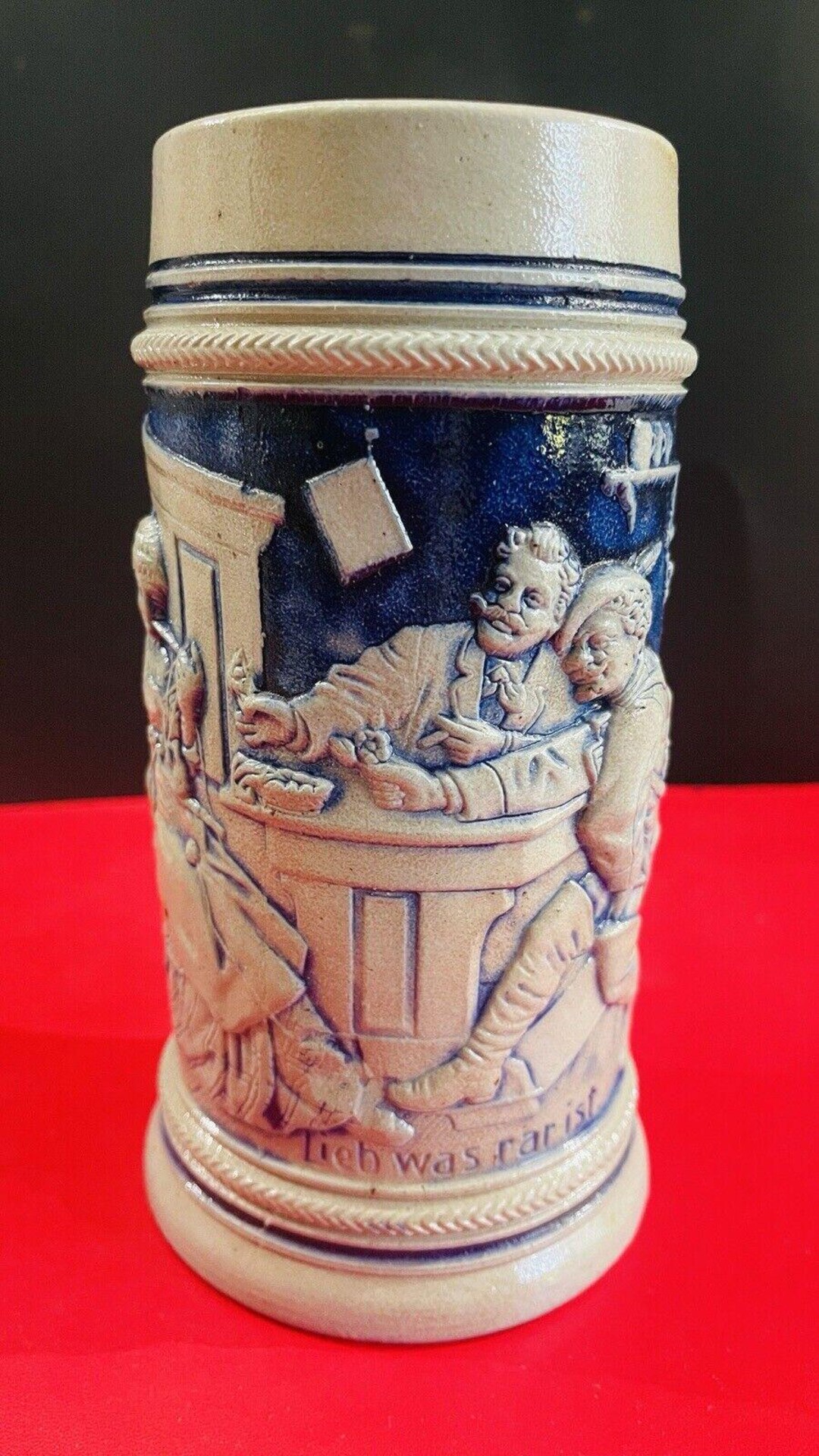 Vintage German Cobalt Blue Grey Salt Glazed Stein Beer 16 Oz. Embossed ...