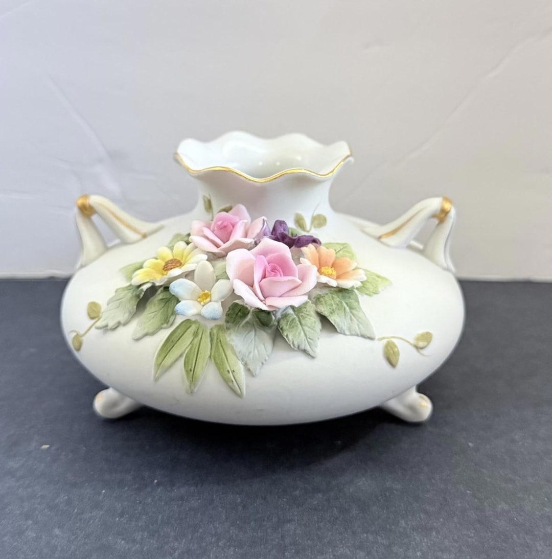 Vintage Vase Lefton China Hand Painted Floral Pattern 1950s 3.25T X 5W ...