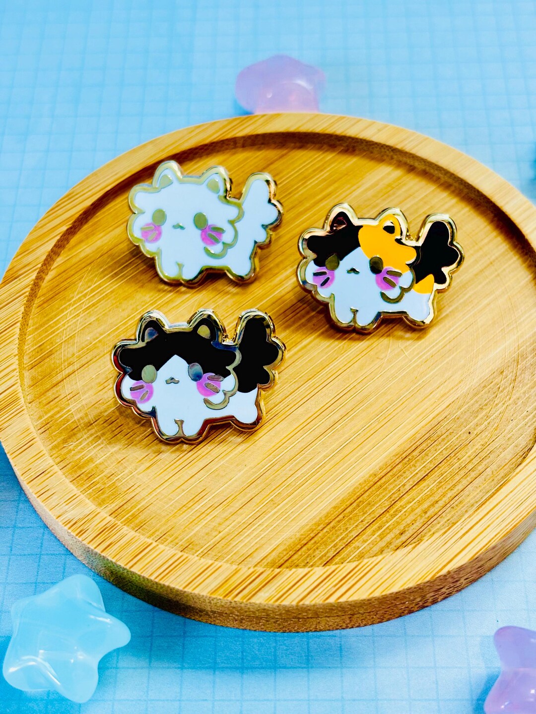 Mini Fluffy Face Kitty Pins - Etsy
