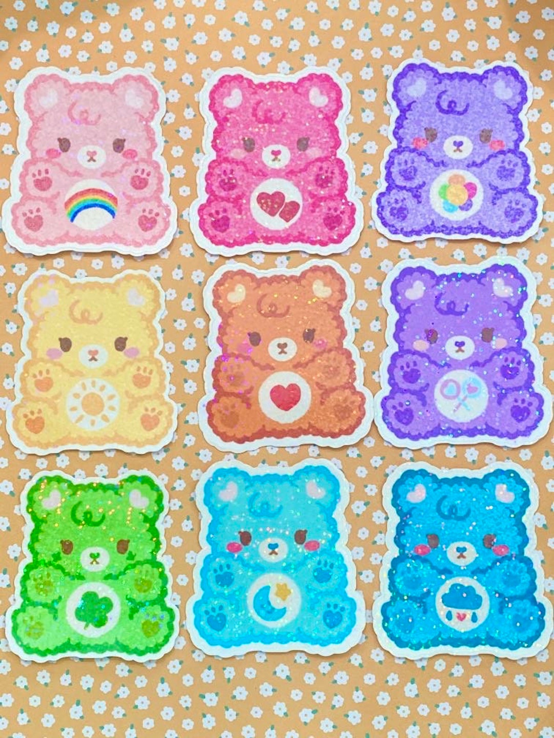 Gummy Teddy Bear Glitter Vinyl Sticker - Etsy