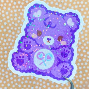 Gummy Teddy Bear Glitter Vinyl Sticker - Etsy