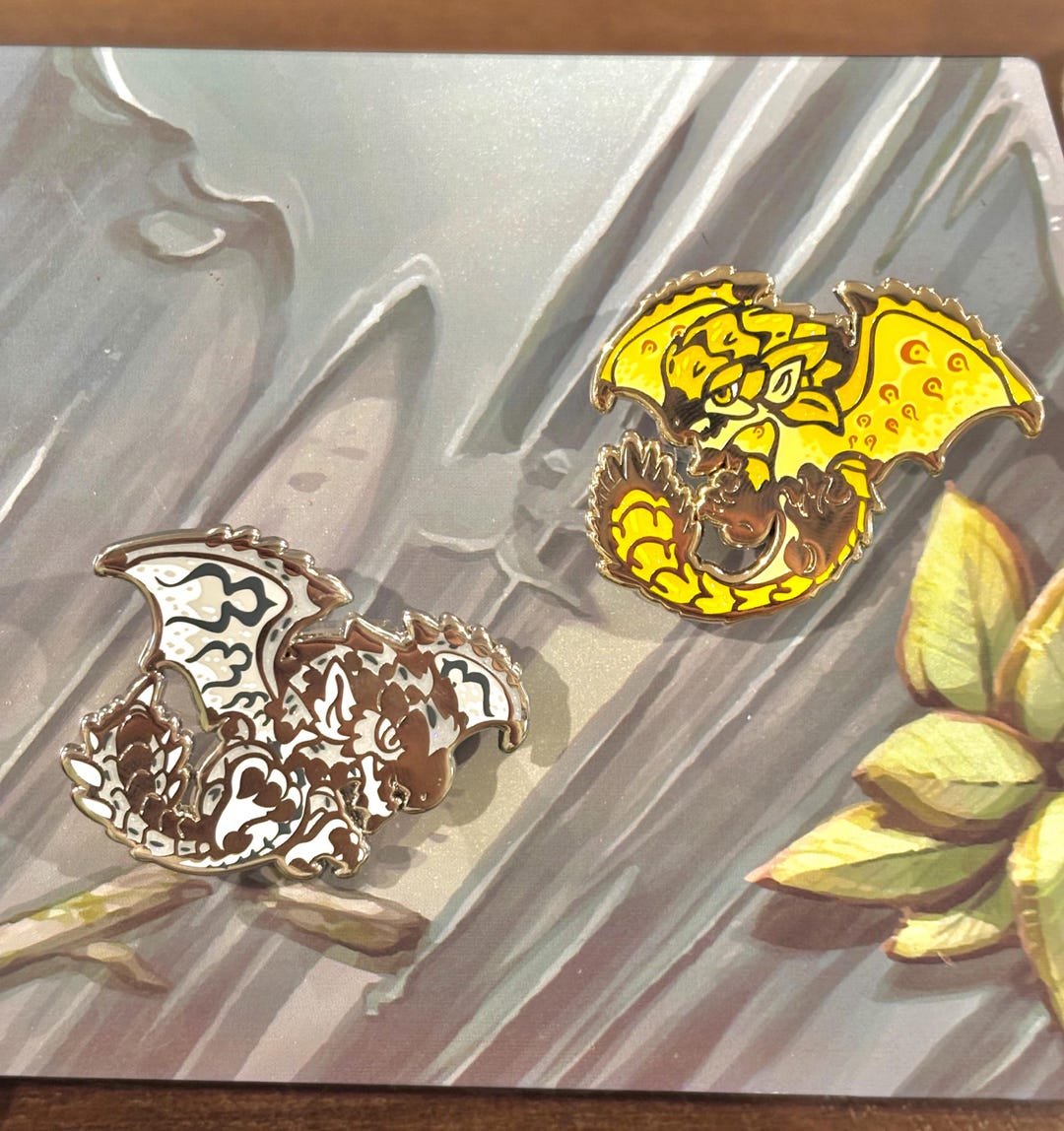 Silver Rathalos & Gold Rathian Hard Enamel Pin : Monsterh Pin Series - Etsy