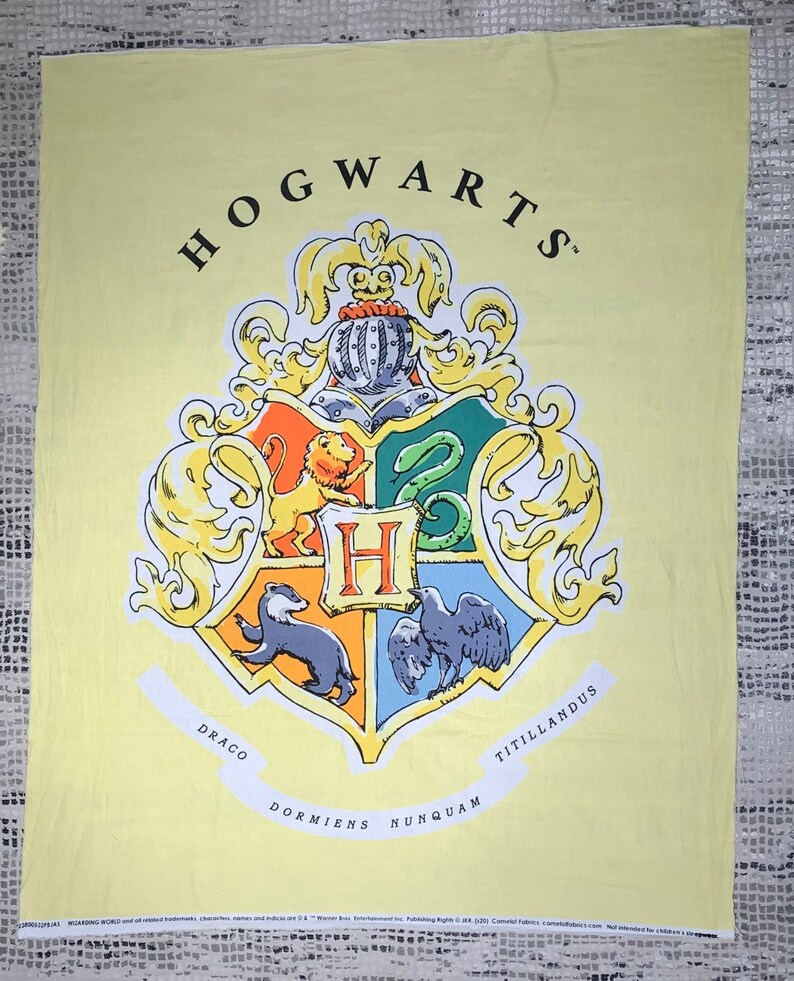 Harry Potter Quilt Panel Hogwarts Gryffindor Slytherin | Etsy