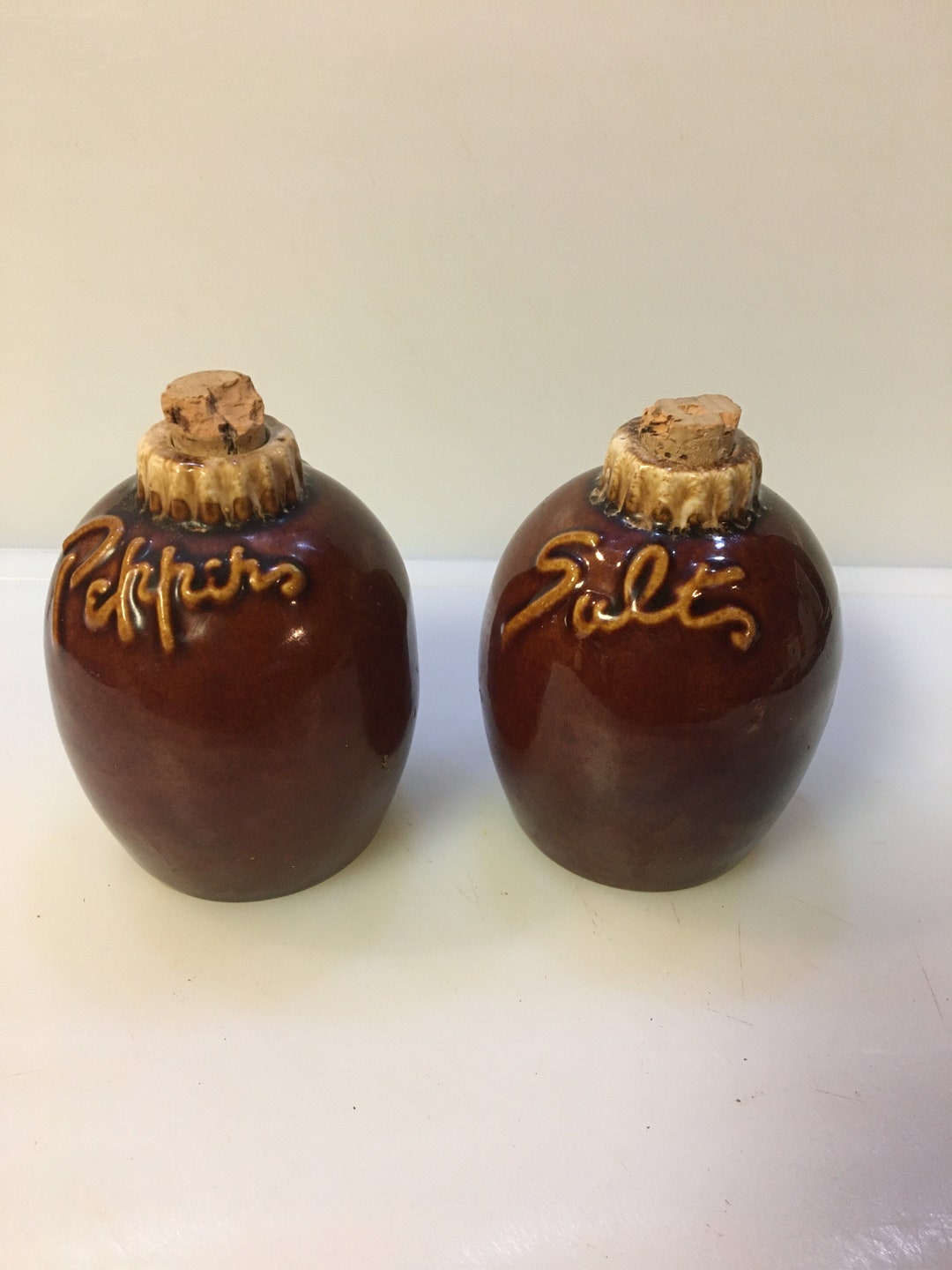 Hull Salt & Pepper Shakers, Brown Drip, Oven Proof, USA - Etsy