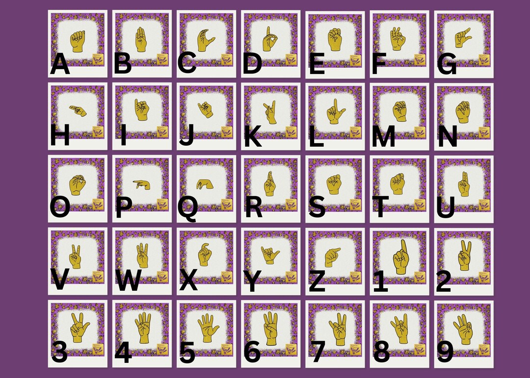 America Sign Language Happy New Year's 24K Gold Alphabets and Numbers ...