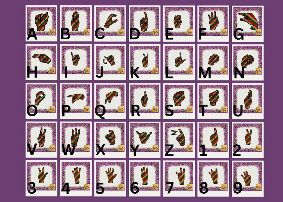 America Sign Language Christmas Stripe Alphabets & Numbers Fonts ...