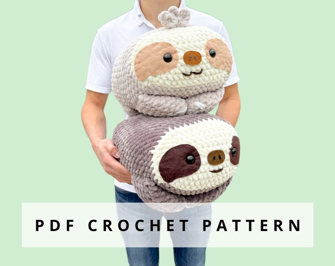 Crochet Pillow Pattern, Sloth Pillow, Crochet Sloth Pattern, Sloth ...