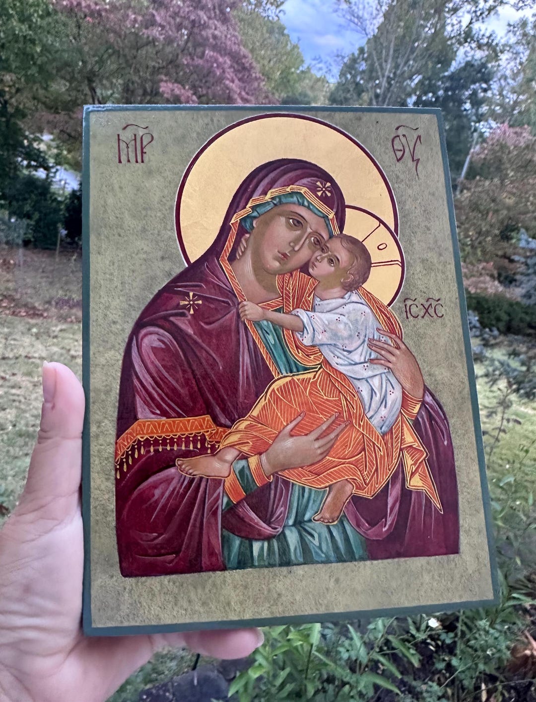 Mother of God, Theotokos Tenderness- Hand Painted Icon Christian Art - Etsy