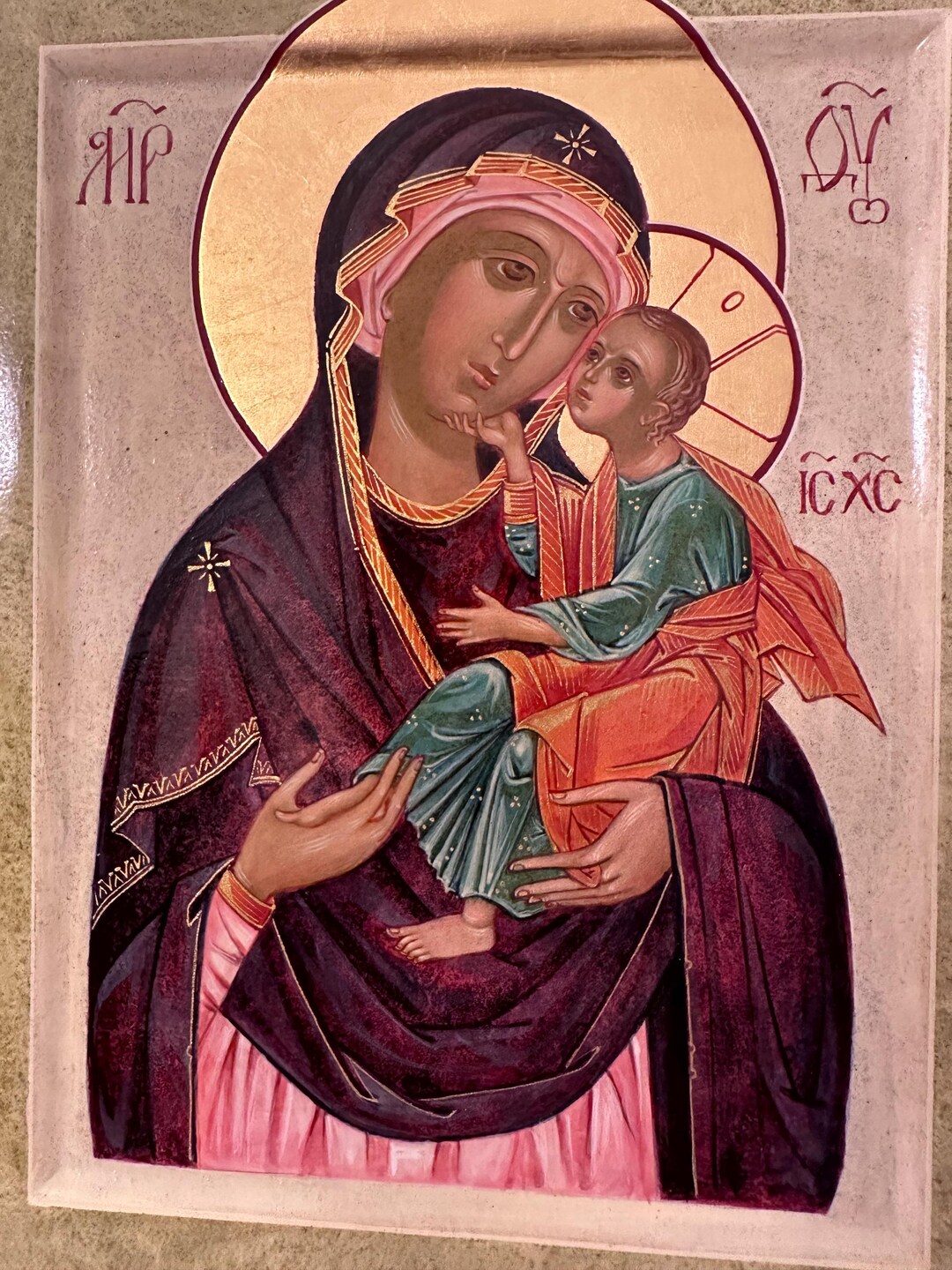 Mother of God With Child, Virgin of Tenderness - Hand Painted Icon ...