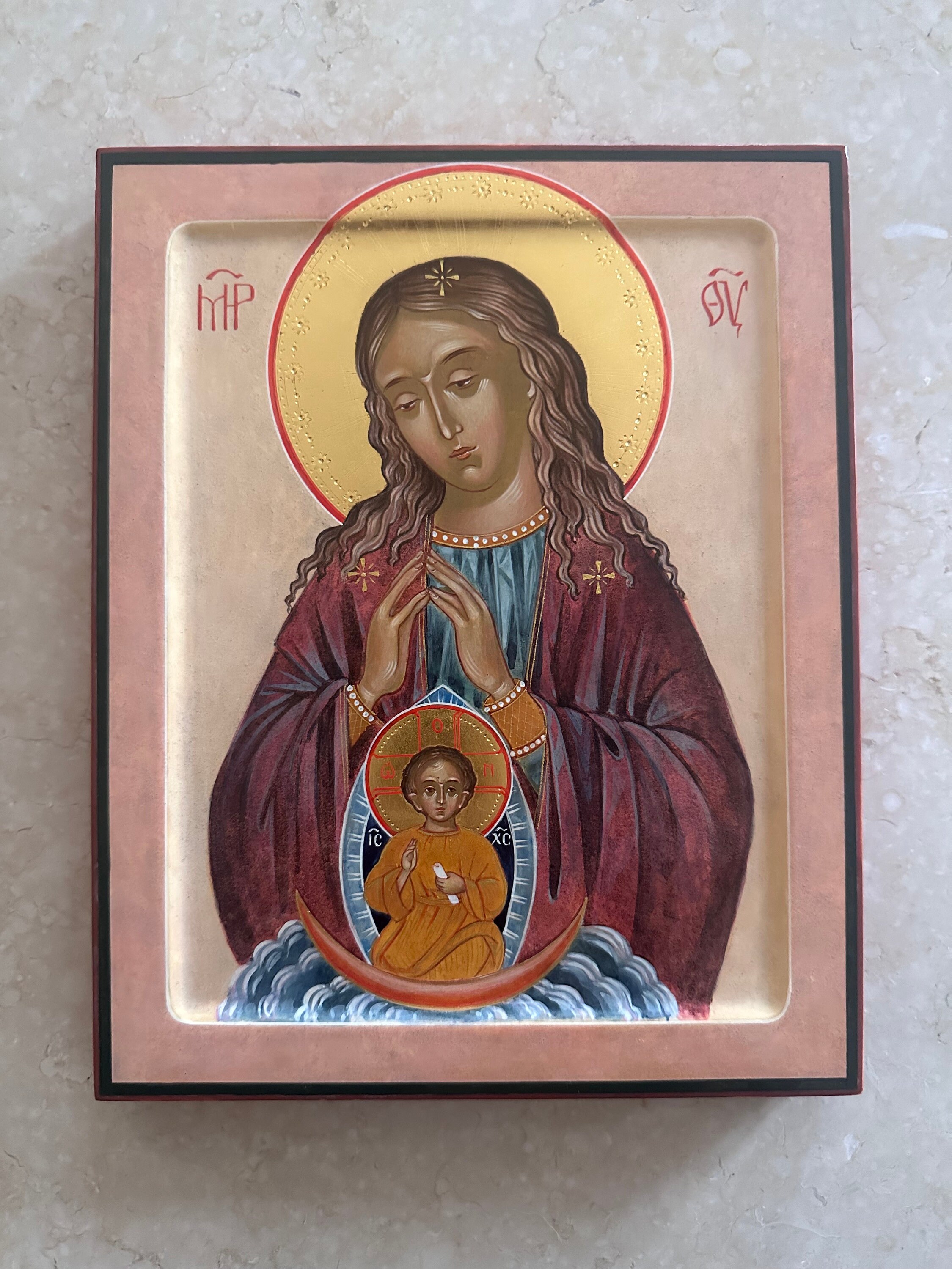 Theotokos, Mother of God - Hand Painted Icon in Traditional Byzantine ...