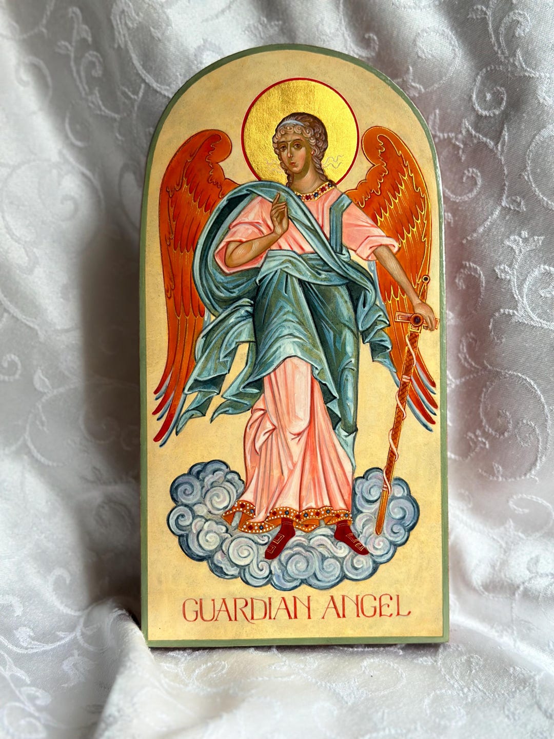 The Guardian Angel - Hand Painted Icon Christian Art - Etsy