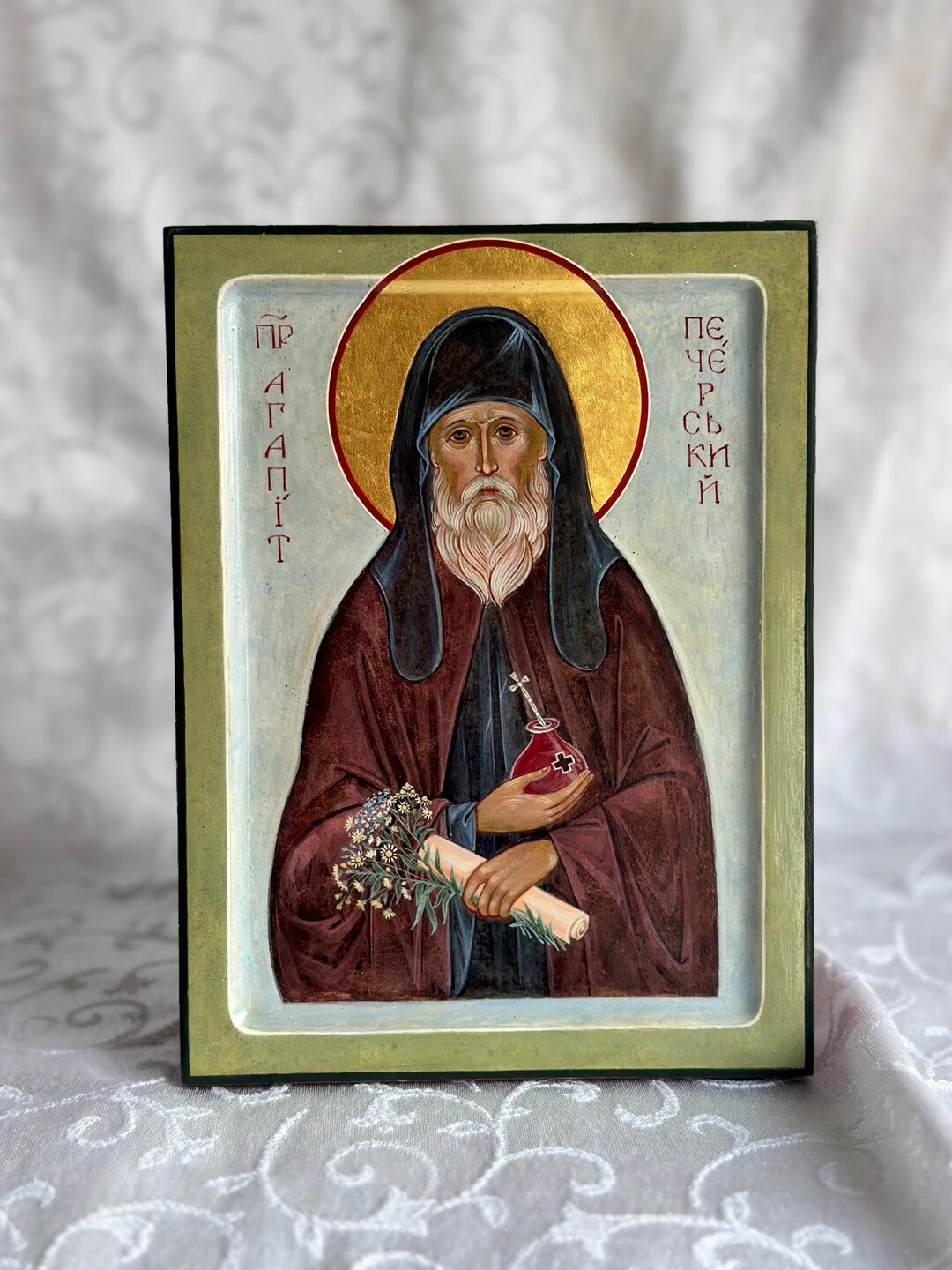 Saint Agapitus of the Kiev Caves - Hand Painted Icon Christian Art - Etsy