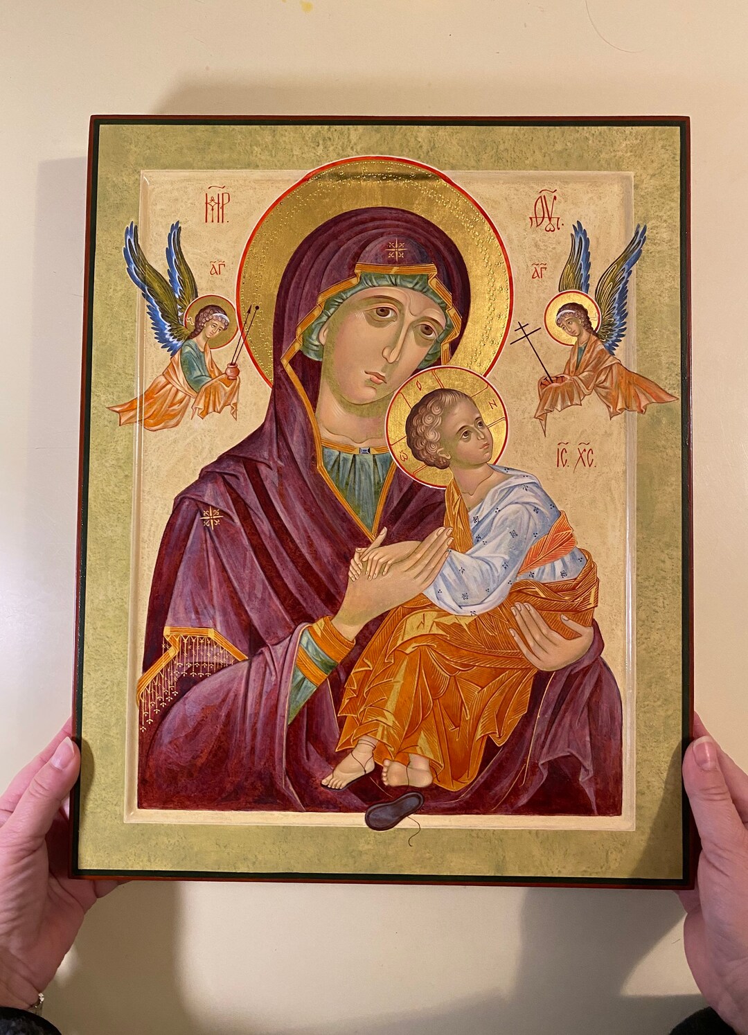 Hand-painted Theotokos Icon, Byzantine Style, 24K Gold - Etsy