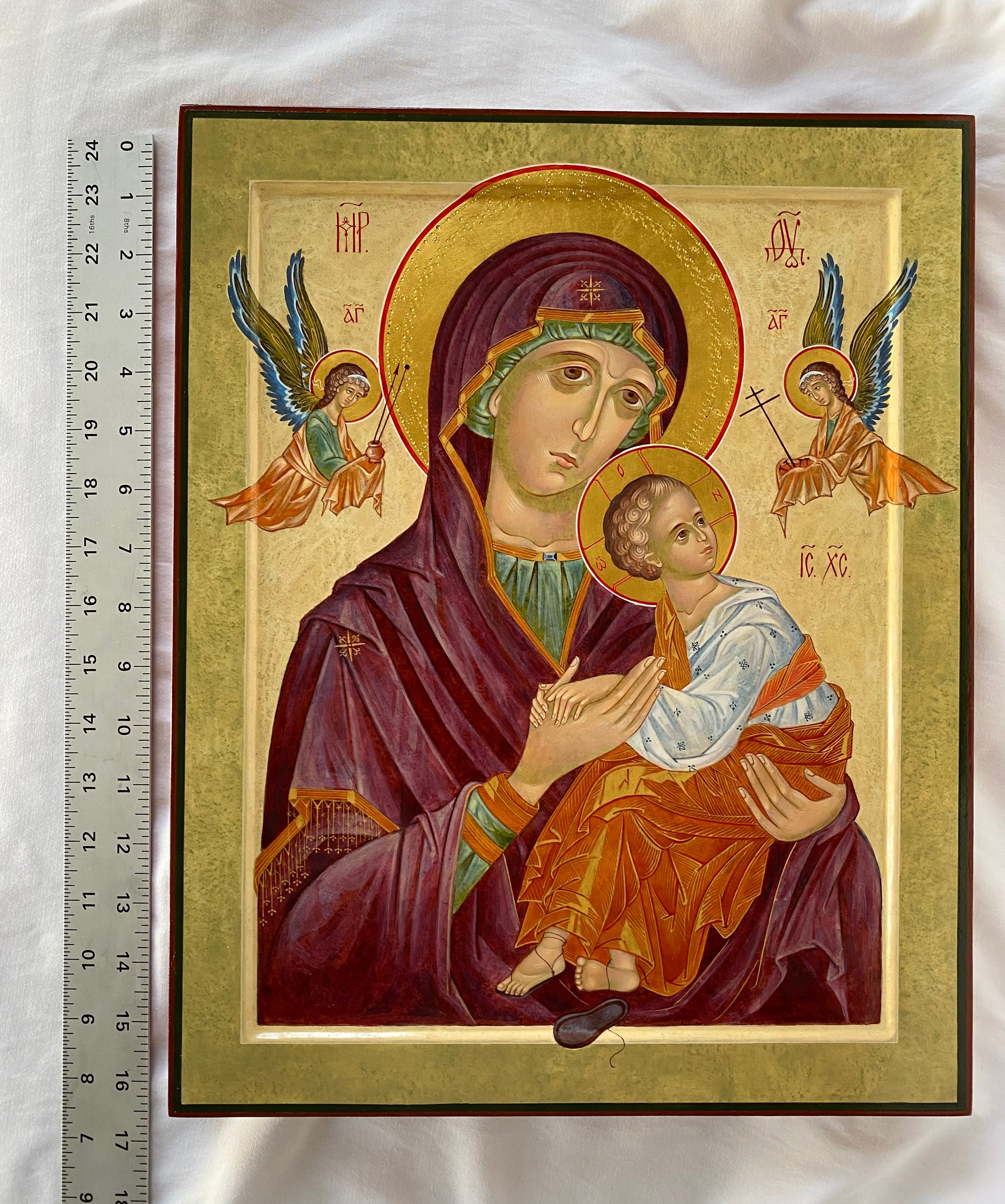 Hand-painted Theotokos Icon, Byzantine Style, 24K Gold - Etsy