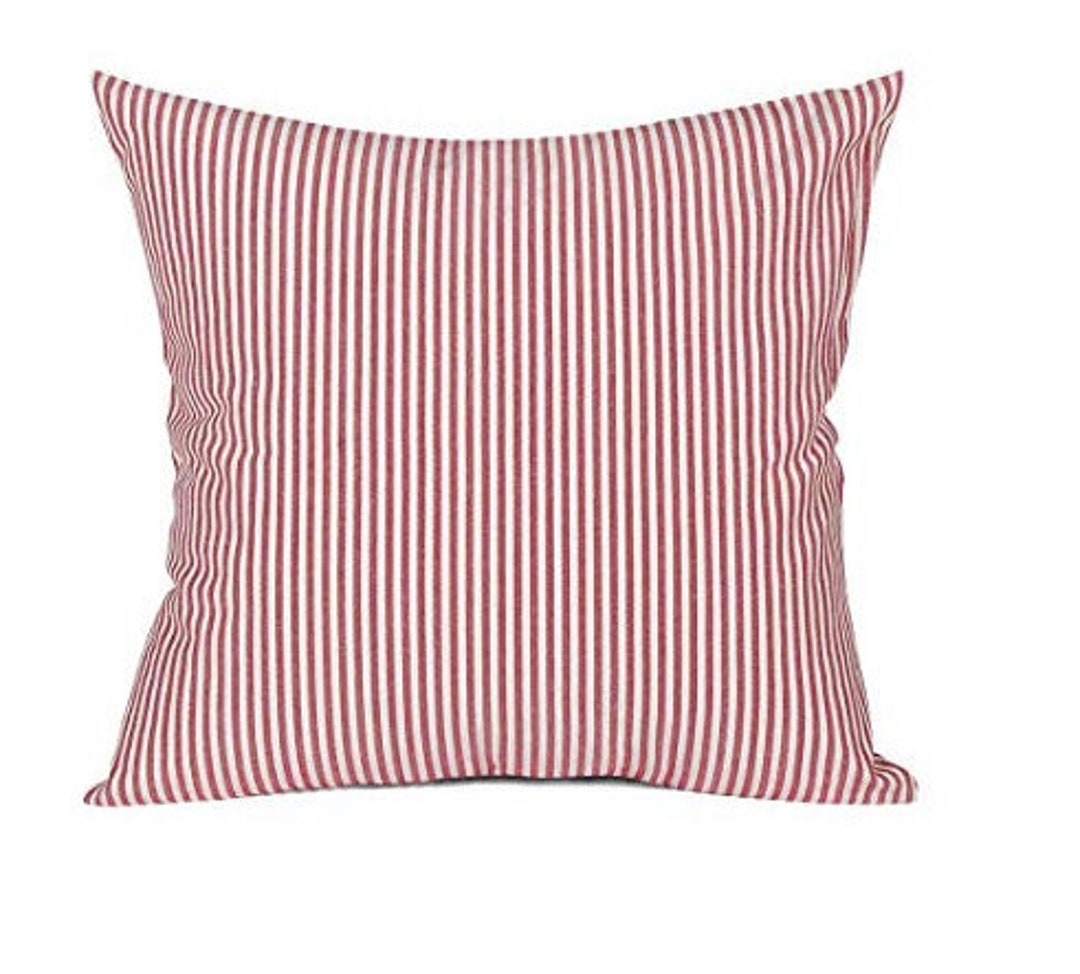 Barn Red Striped Pillow Cover, Country Decor, Rustic Farmhouse ...