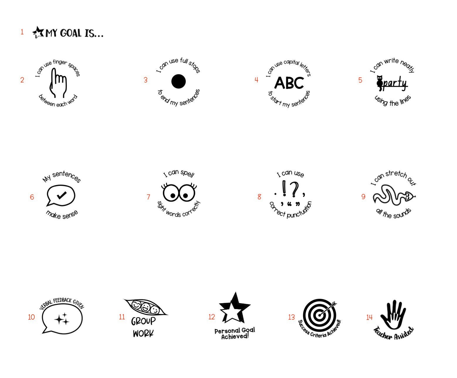 Teacher Goal and Feedback Stamps - Etsy
