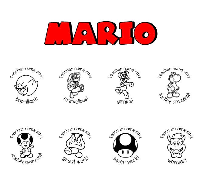 Personalised Super Mario Teacher Merit Stamps - Etsy