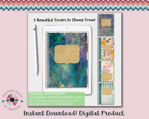 Digital Notebook Student Notebook 6 Subjects 600 Pages | Etsy