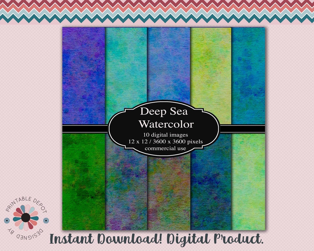Deep Sea Watercolor Digital Printable Paper Instant Download - Etsy